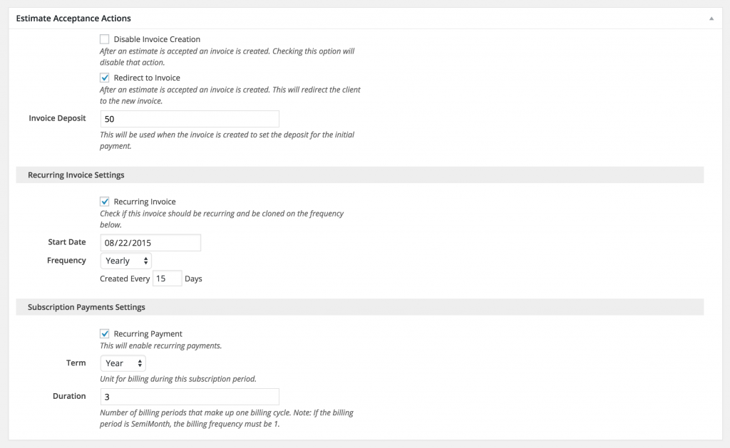 Estimate Acceptance Actions - Sprout Invoices