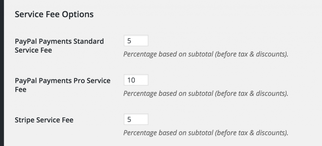 Service/Convenience Fees (per Payment Processor) - Sprout Invoices